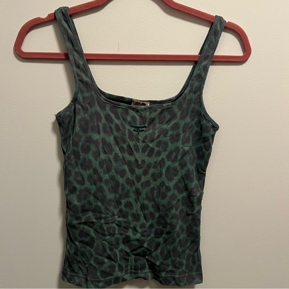 Tops | Vintage Green Leopard Print Tank Top | Poshmark